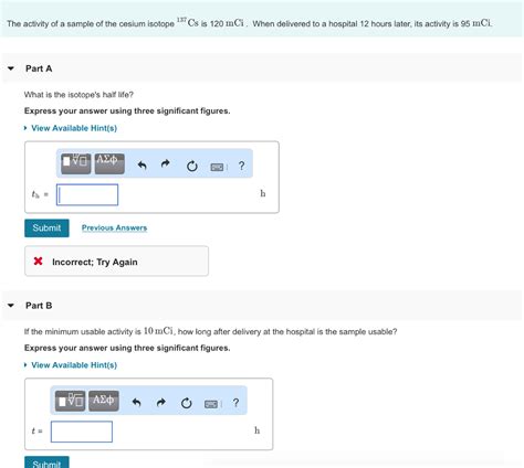 Solved The Activity Of A Sample Of The Cesium Isotope 15 Cs
