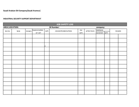 Job Safety Log Jsl Pdf