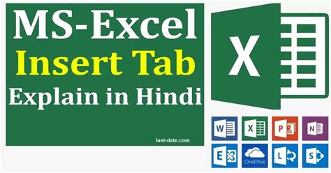 Use of Insert Tab in Excel इनसरट टब क उपयग कस कर Last Date