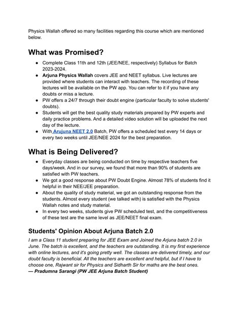 Ppt Arjuna Batch 2024 Physics Wallah A Detailed Review Powerpoint