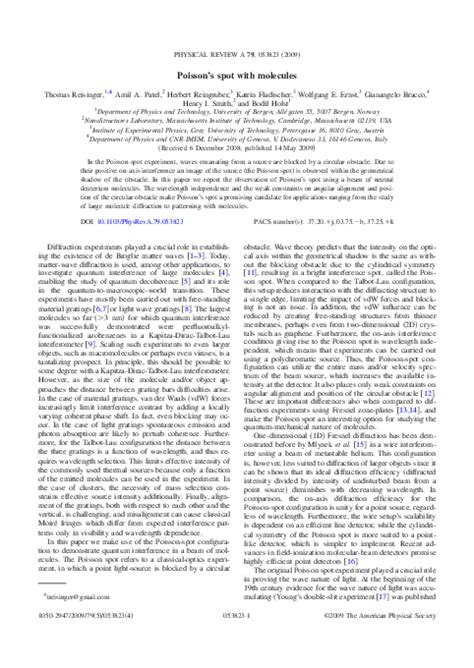 Pdf Poissons Spot With Molecules