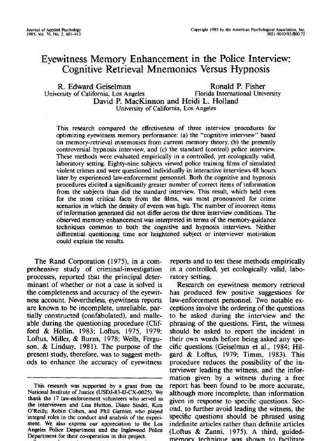 Geiselman Fisher Cognitive Interview Pdf