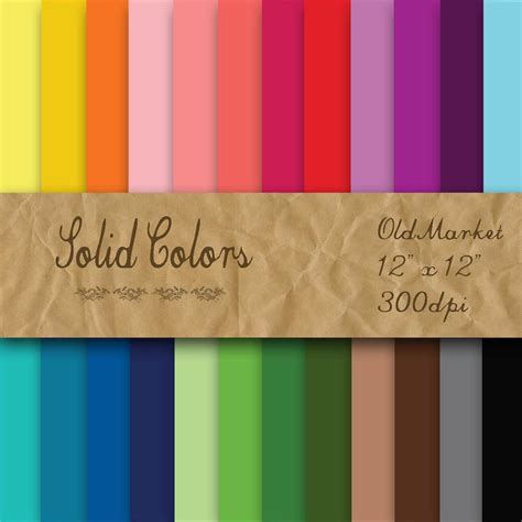 Solid Colors Digital Paper Colorful Solid Backgrounds 24 Colors 12in X 12in Commercial