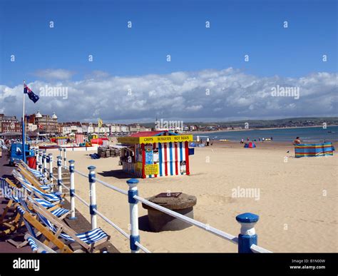 A View From The Promenade Of The Beach And Bay At Weymouthdorsetuk