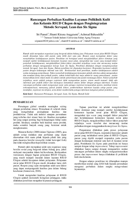 Pdf Rancangan Perbaikan Kualitas Layanan Poliklinik Kulit Dan Kelamin