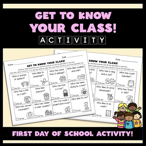 Back To School Get To Know Your Class Activity First Day Of School