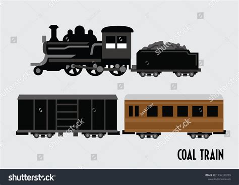 Coal Train Old Vector Illustration เวกเตอร์สต็อก ปลอดค่าลิขสิทธิ์