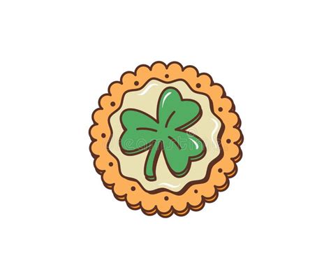 Cartoon Retro Groovy Irish Shamrock Clover Cookie Stock Illustration Illustration Of Dessert