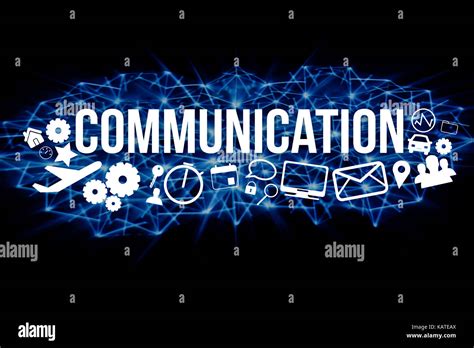 View Of Communication Title Isolated On A Background And Surounded By