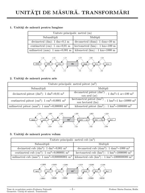 Unitati De Masura Transformari Pdf Pdf