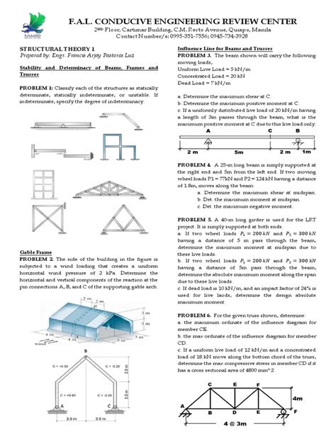 Structural Analysis Problems Influence Lines Stability And Design Of