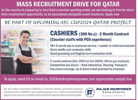 Opportunity To Be Part Of Upcoming Sporting Event In Qatar In The Role