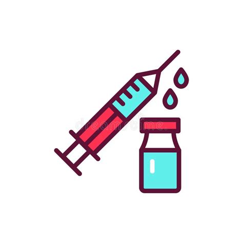 Drug Injection Line Icon Isolated Vector Element Stock Vector