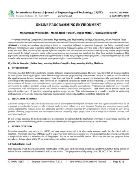Irjet Online Programming Environment Pdf