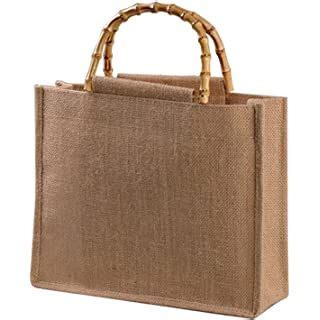 Whiteswan Borsa Con Manico In Bambù Artistico Borsa Da Donna In Iuta
