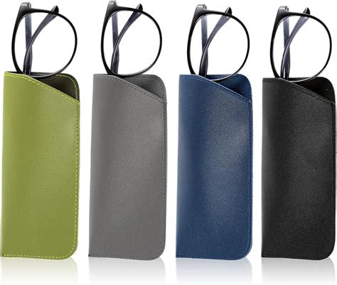Mabor 4pcs Soft Glasses Case Portable Leather Slim Eyeglass Case Thin