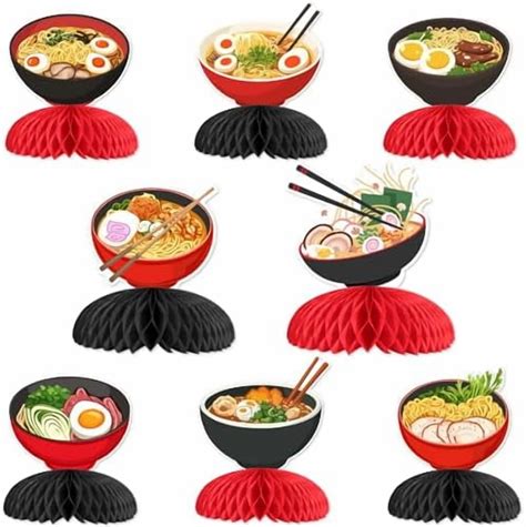 Ramen Party Decorations 8pcs Japanese Noodles Birthday Party Honeycomb