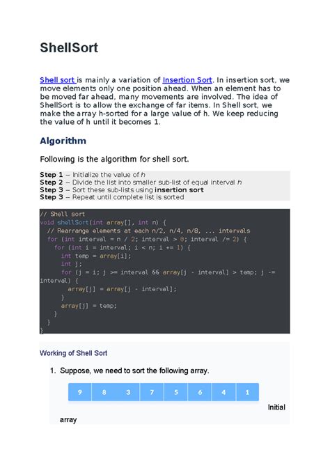 Cs101 Shell Sort Algorithm Explained And Illustrated Studocu