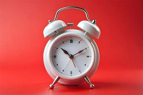 Retro Alarm Clock Isolated On A Red Background Premium Ai Generated