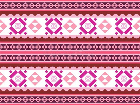 Geometric Pattern Border Seamless Pattern Illustration On Red