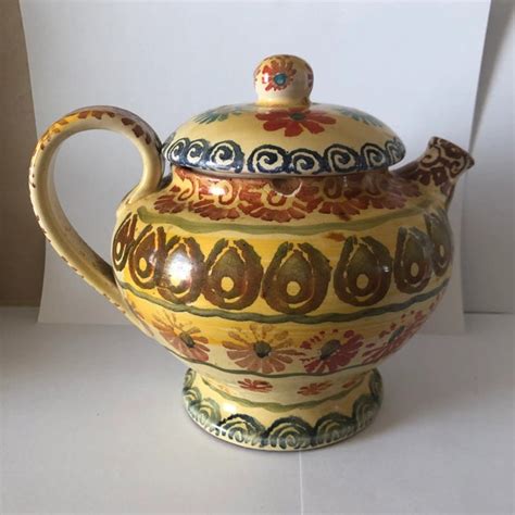 Vintage Modigliani Via Condotti Roma Enamel Pottery Teapot Handmade In