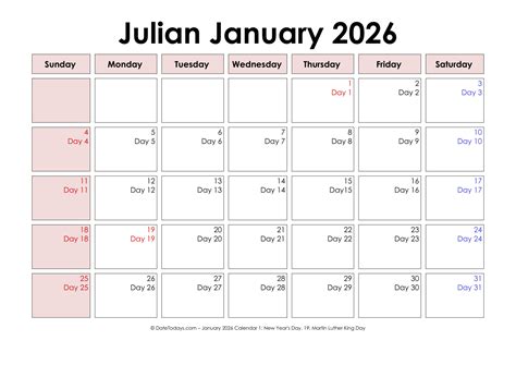Printable Julian Date Calendar 2026 Julian Date Today