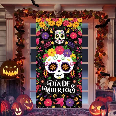 Día De Los Muertos Para Puerta Decoración De Halloween Porche Fondo De Puerta Interior Dia