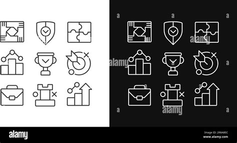 Business Development And Cooperation Pixel Perfect Linear Icons Set For Dark Light Mode Stock