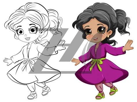 دانلود وکتور صفحه رنگ آمیزی دختر ناز دانلود رایگان فایل لایه باز، Psd، وکتور، لوگو و موکاپ