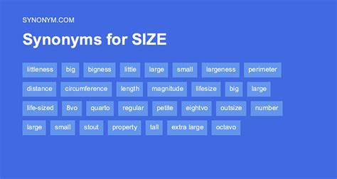 Another Word For Size Synonyms And Antonyms