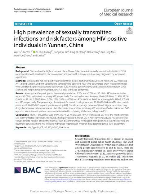 Pdf High Prevalence Of Sexually Transmitted Infections And Risk