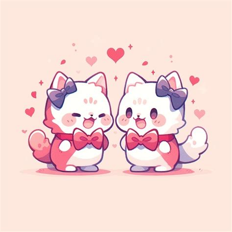 Premium Ai Image Cute Couple Cat With Valentine