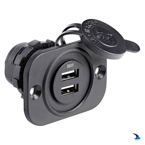 Flush Mount Double Usb Socket Black