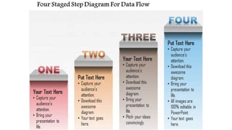 Busines Diagram Four Staged Step Diagram For Data Flow Presentation