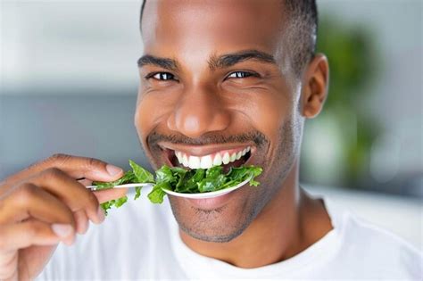 Front View Man Eating Seaweed Snacks Premium Ai Generated Image