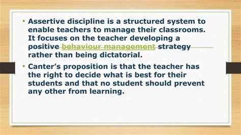 Assertive Discipline Theory Pptx