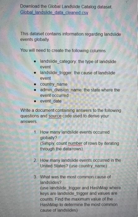 Solved Download The Global Landslide Catalog Dataset