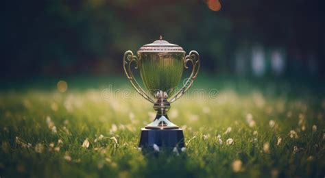The Winner S Cup Stands In The Grass Stock Image Image Of Celebration