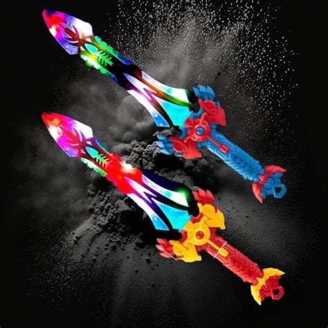 Led Assorted Color Spinning Sword With Sound Gloworks