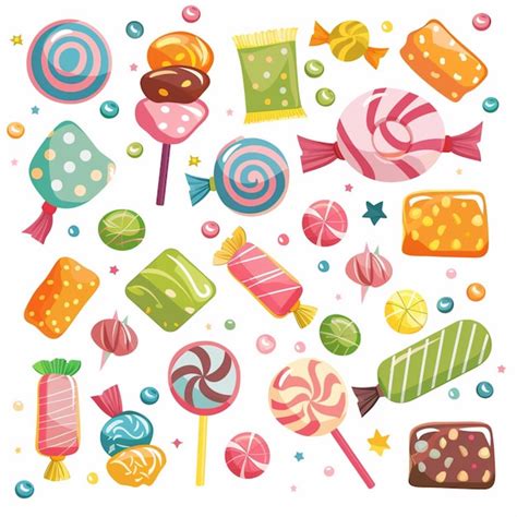 Candy Sucré Vecteur Dessin Alimentaire Illustration Dessert Sucre Fond