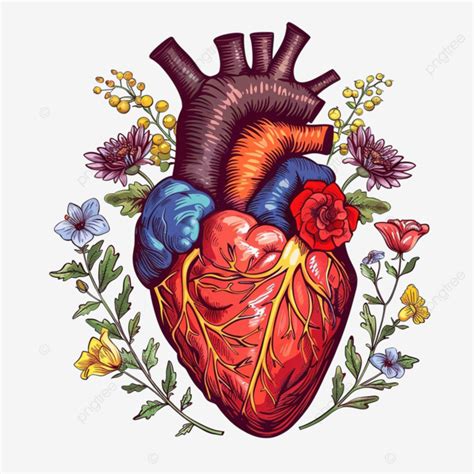 Vector Isolated Decorative Illustration Of Anatomical Heart With