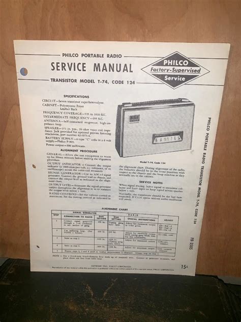 Philco Transistor Radio Model T 74 Service Manual Schematics 4 £9 00 Picclick Uk
