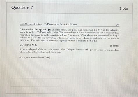 Solved Variable Speed Drives V F Control Of Induction Chegg
