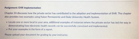 Solved Assignment Ehr Implementation Chapter 24 Discusses