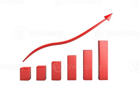 A Red Bar Graph With An Upward Trend Line Representing Growth And