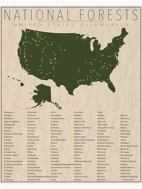 National Forests Of The United States Poster For Sale By