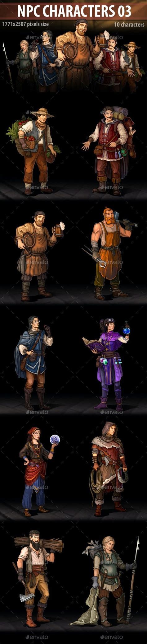 Npc Characters 03 Game Artwork Design Game Concept Art Dungeon
