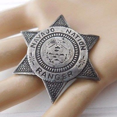 Very Rare Vintage Silver Silver Navajo Nation Ranger Badge Police