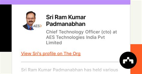 Sri Ram Kumar Padmanabhan Chief Technology Officer Cto At Aes