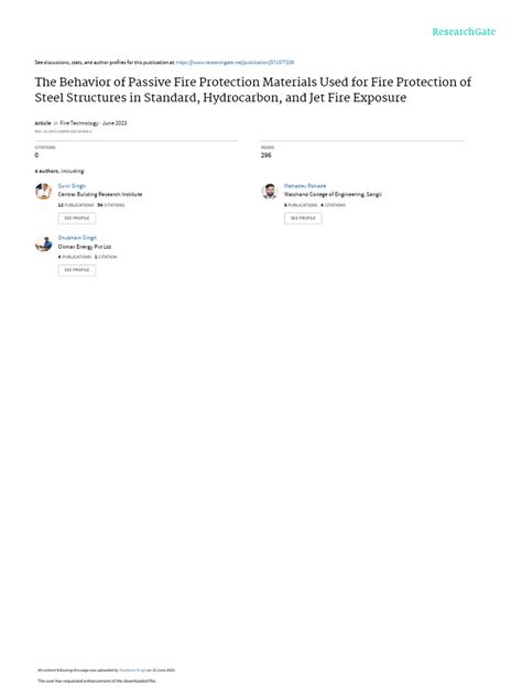 The Behavior Of Passive Fire Protection Materials Used For Fire